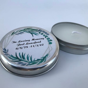 Personalized Memorial Candle Favors, in Loving Memory Soy Candle ...