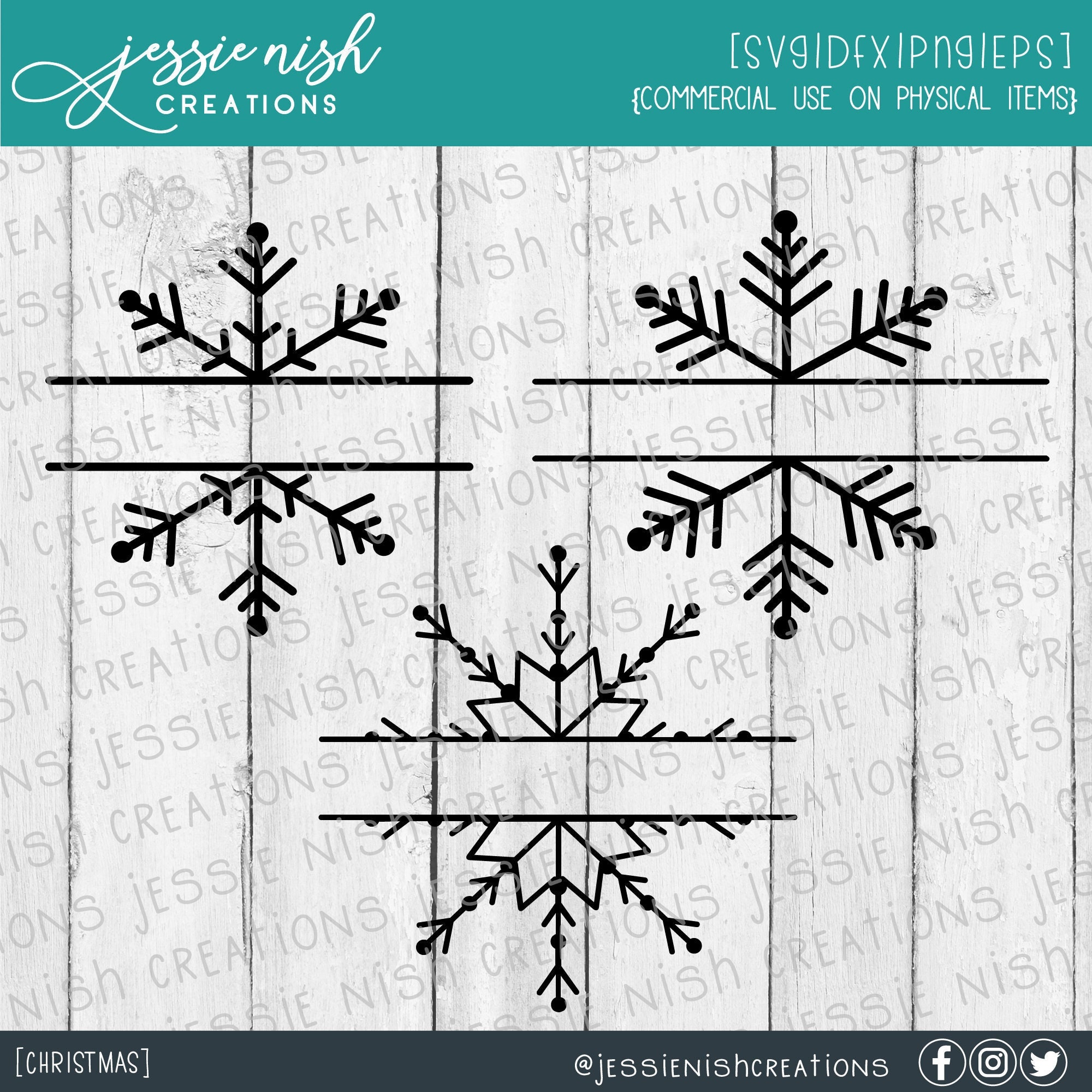 Snowflake Split Frame Svg-snowflake Svg Snowflake Svg File Holiday Svg ...