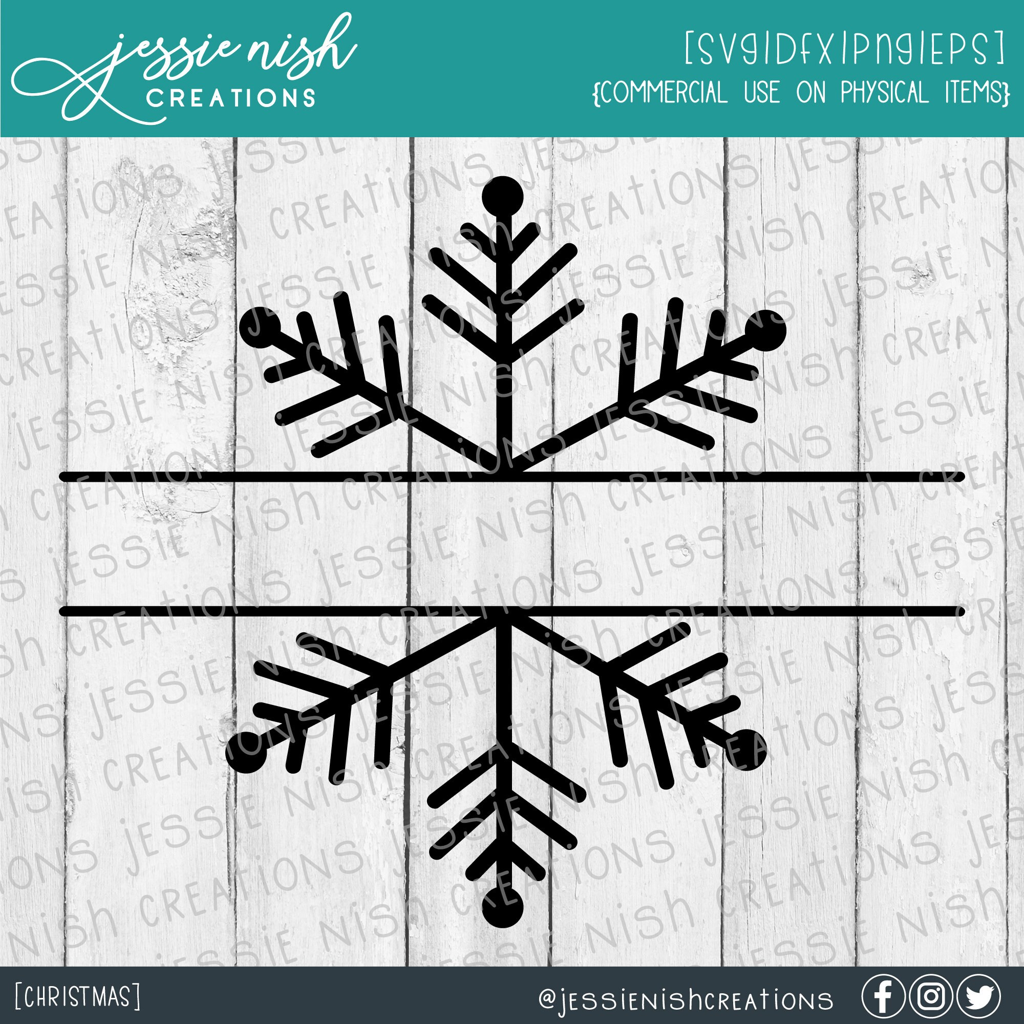Snowflake Split Frame Svg-snowflake Svg Snowflake Svg File Holiday Svg ...