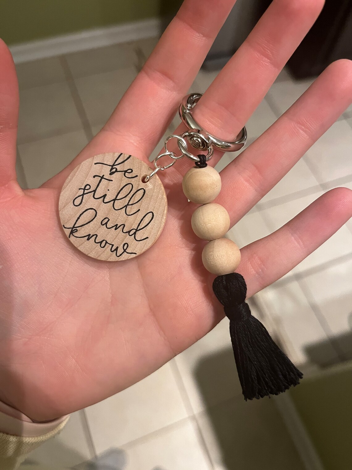 Tassel Faith Keychain With Wooden Beads - Etsy