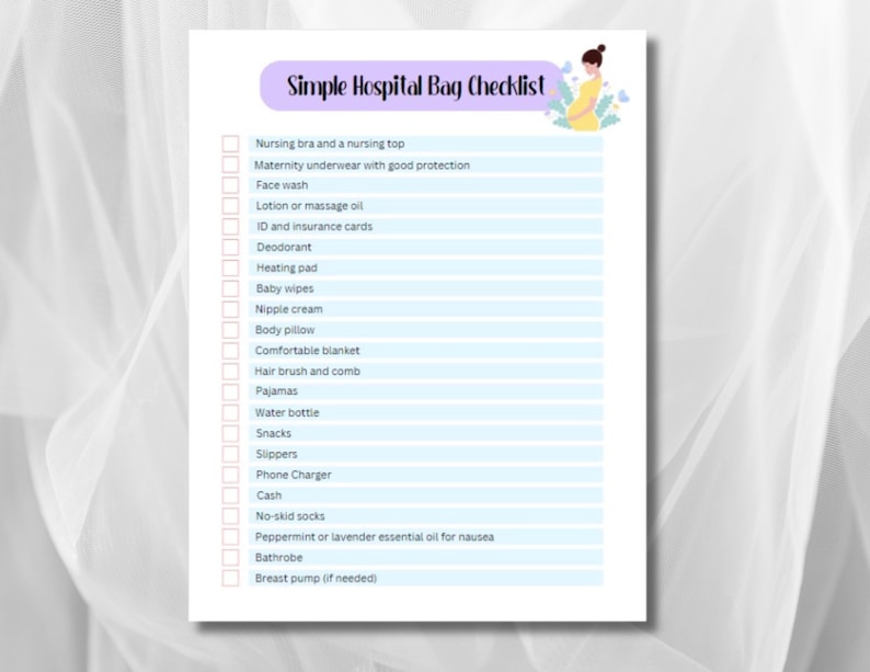 Simple Hospital Bag Checklist - Etsy
