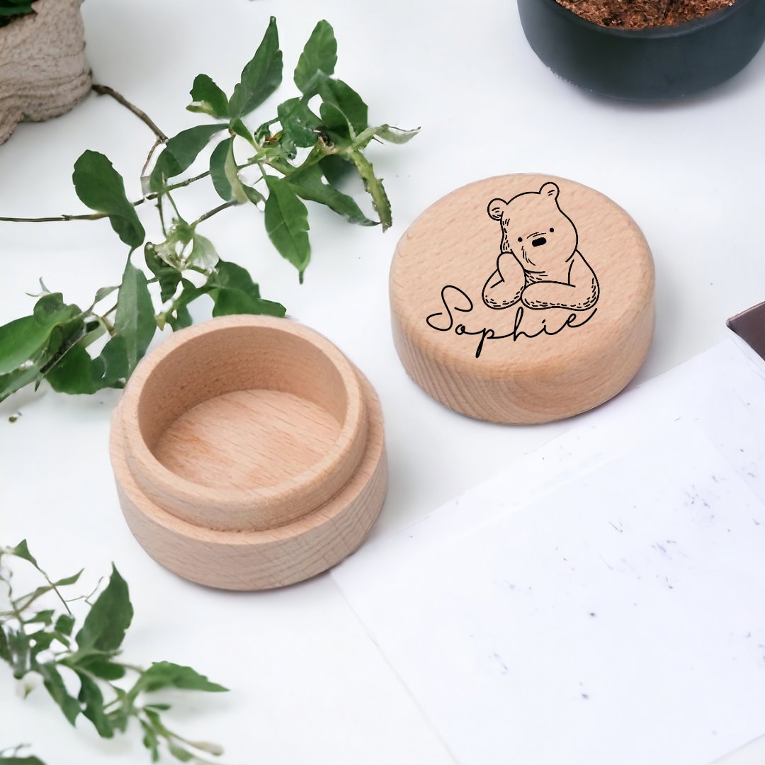 Winnie the Pooh Wooden Box Wedding Ring Storage Jewellery First Tooth ...