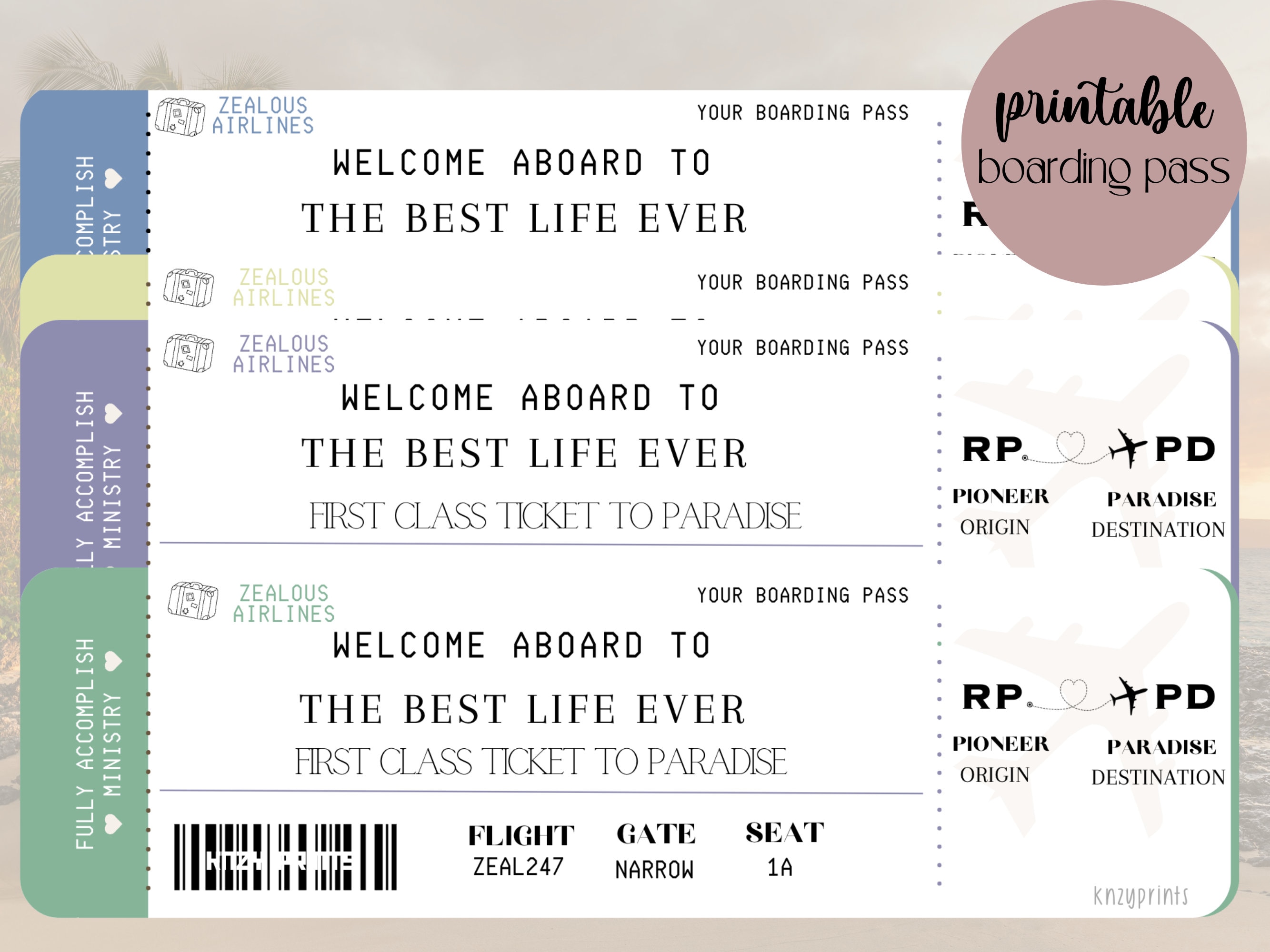 JW Best Life Ever Printable Boarding Pass Digital Downloads - Etsy