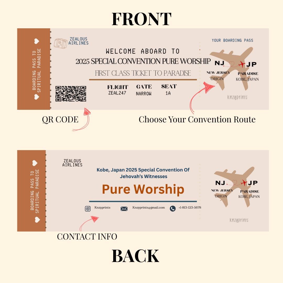 Digital Download Custom Boarding Pass Bookmark – JW 2026 International ...