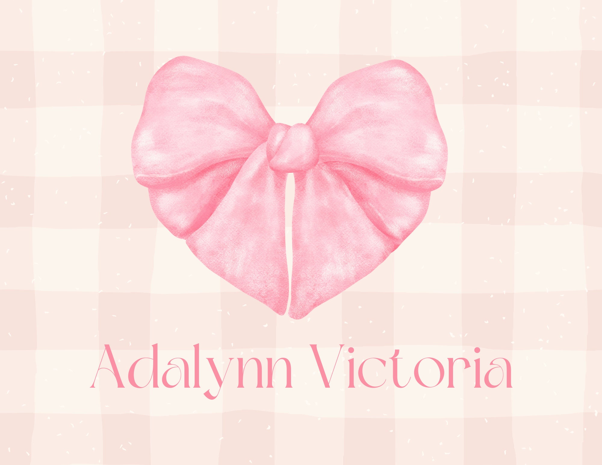 Name Art Print for Nursery | Name Art for Girls | Pink Bow Gingham ...