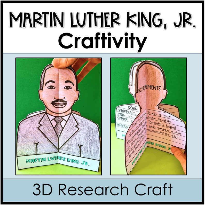 Printable Martin Luther King, Jr. 3D Craft Writing Activity, Classroom ...