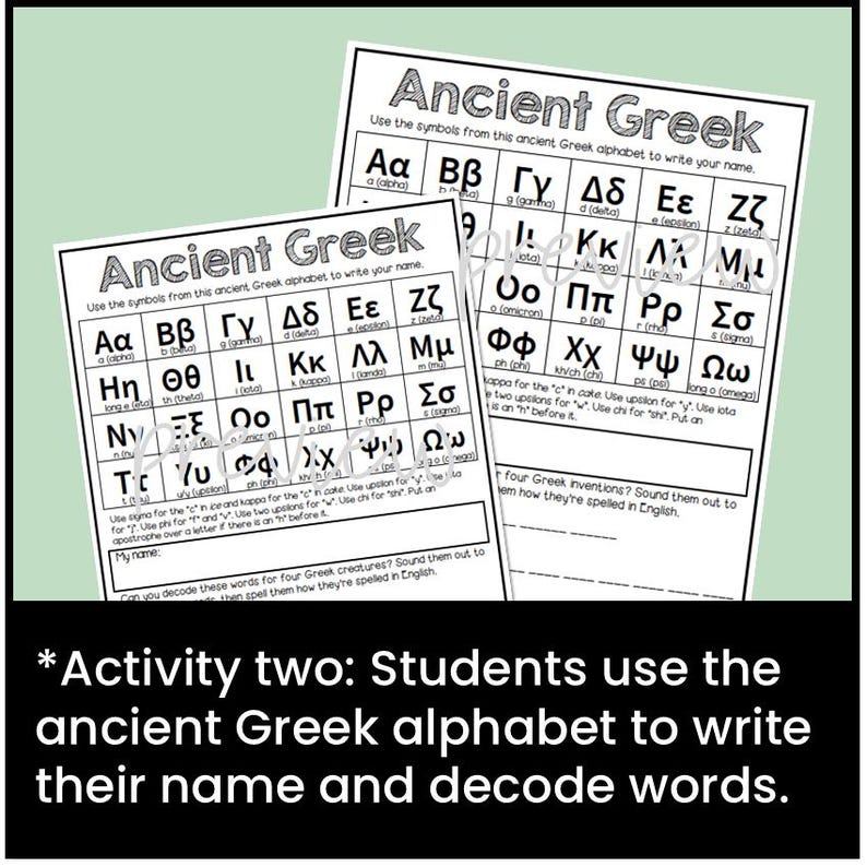 Ancient Greek Alphabet and Mycenaean Writing Script Activity, Ancient ...