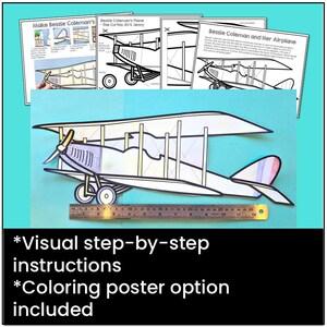 Bessie Coleman Airplane Craft Printable Coloring Poster Black History ...