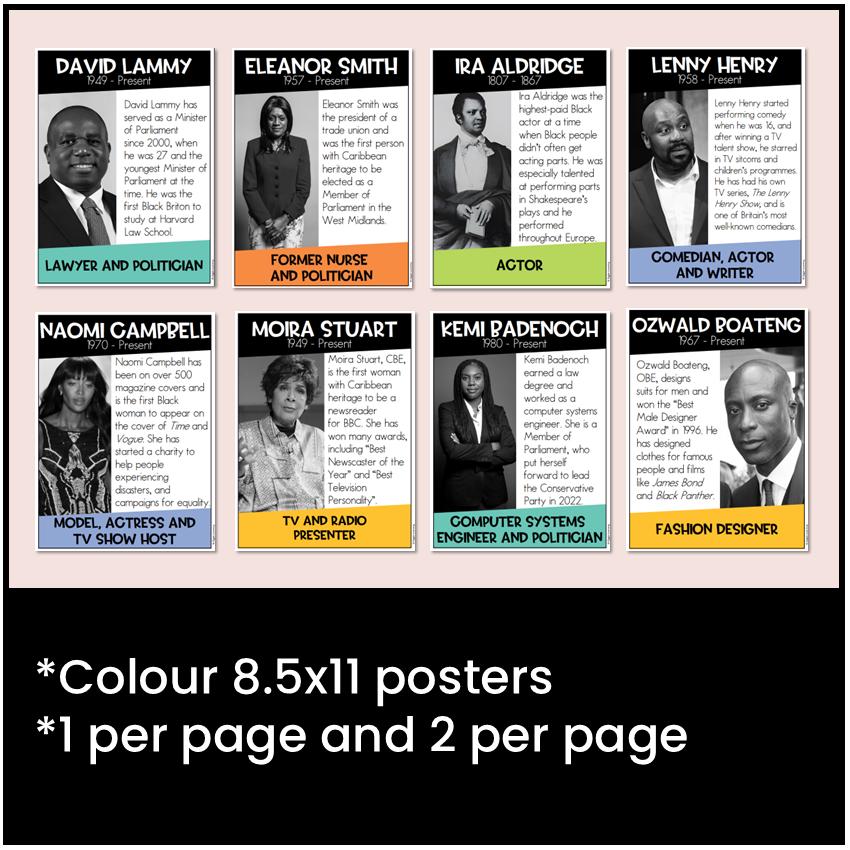 Black History Month Famous Britons Posters British Icons Printable ...