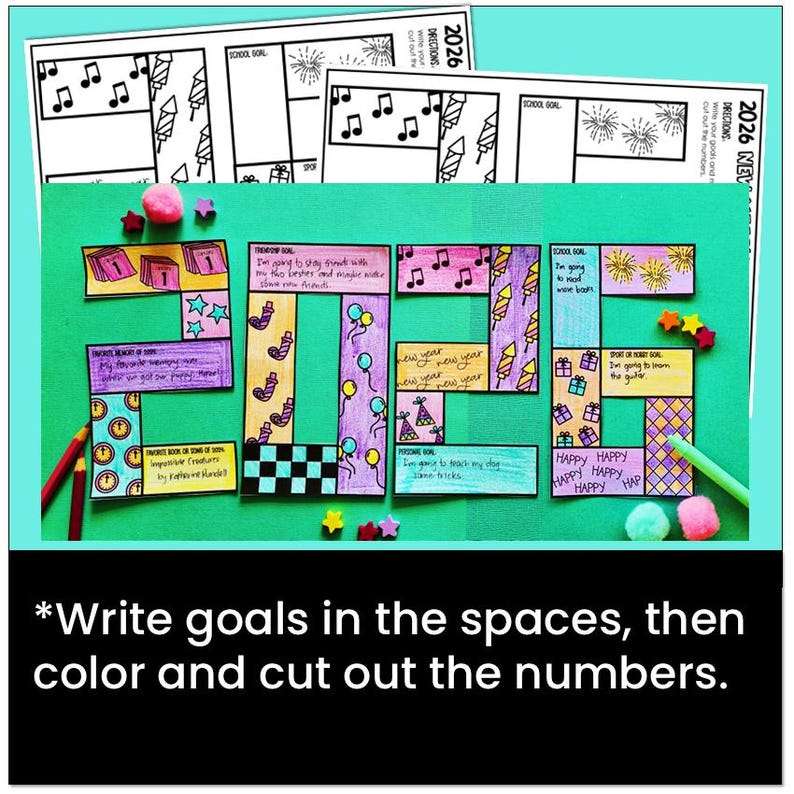 2026 Goal Setting Craft New Year Goals Activity for Elementary Middle ...