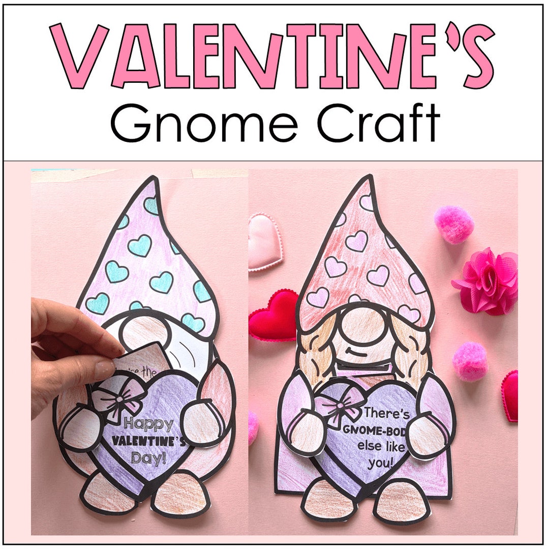 Valentine's Gnome Craft, Printable Interactive February Craft, Mother's ...