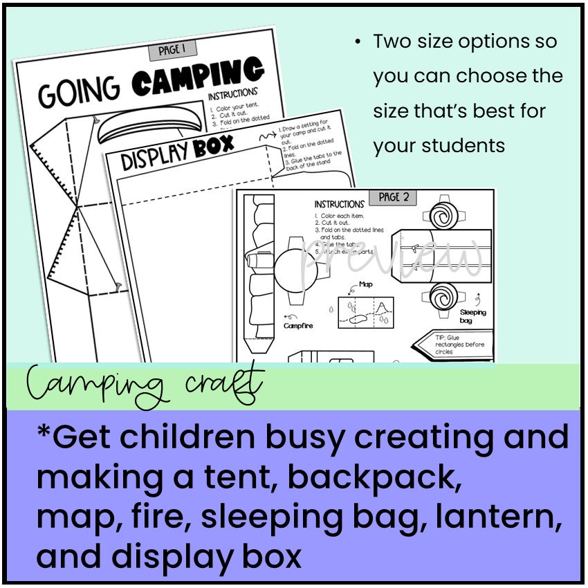 Printable Camp Craft Template, Camping Theme Activities, Summer Camping ...