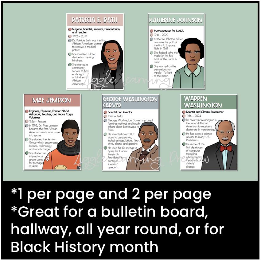 Printable Black History Month Posters, African Americans STEM Careers ...