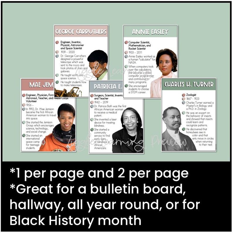 Black History Month STEM Careers Posters Printable Scientists ...