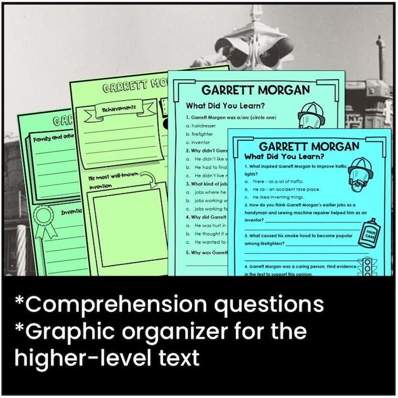Garrett Morgan Activity Pack, Crafts, Reading, Timeline, Graphic ...