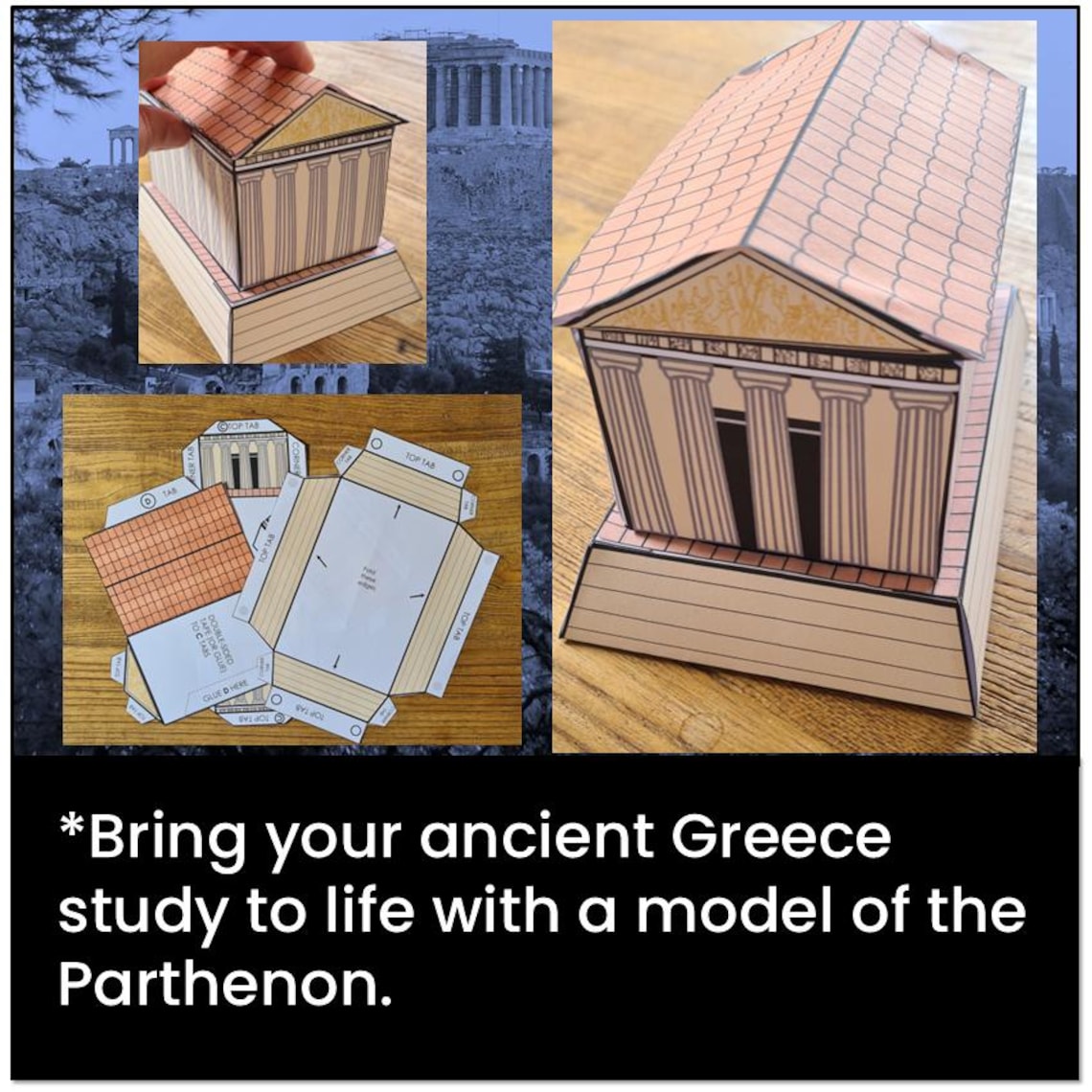 Printable 3D Parthenon Craft, Ancient Greece Parthenon Model, Classroom, Homeschool, Ancient ...