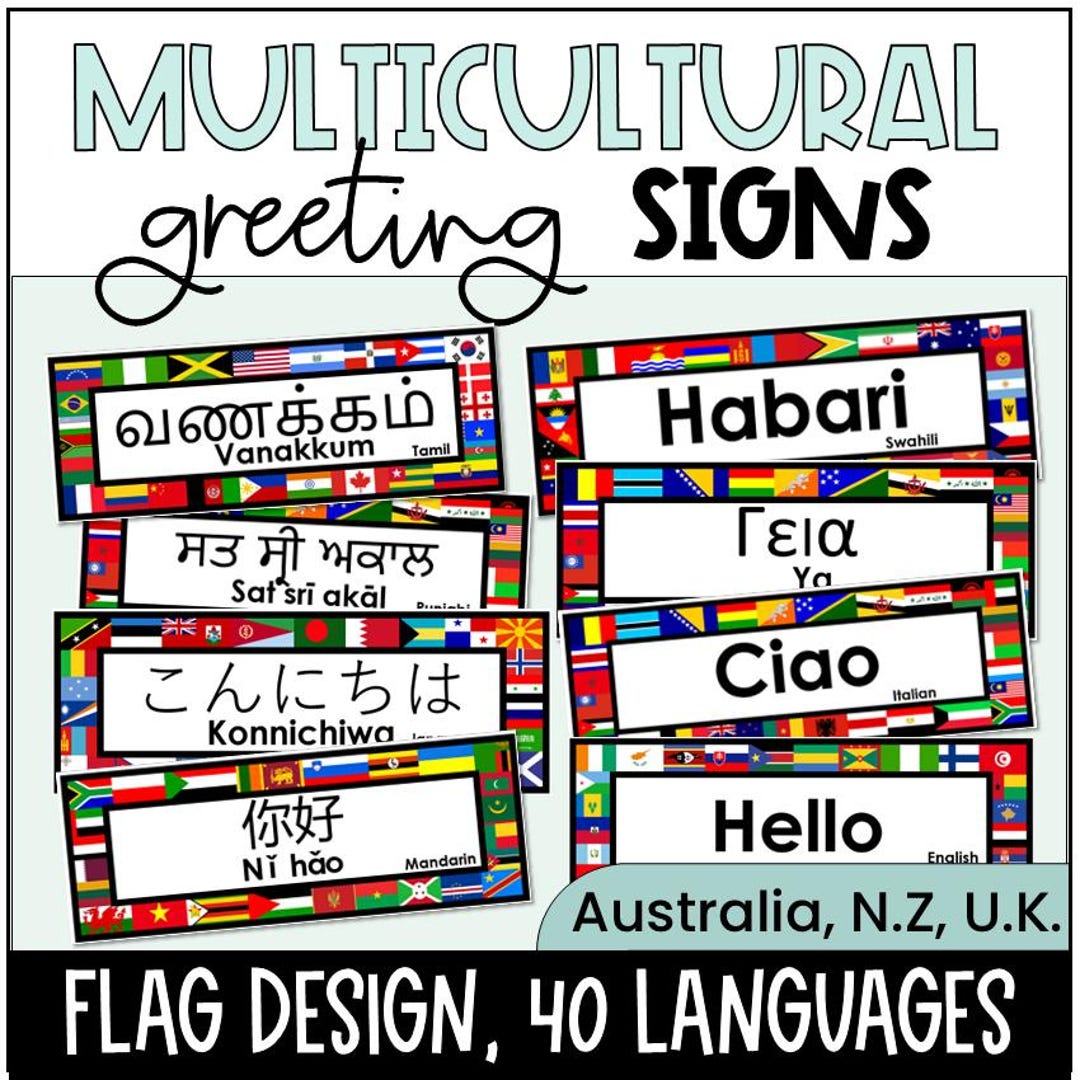 Greetings in Different Languages of the World, Multilingual Signs ...