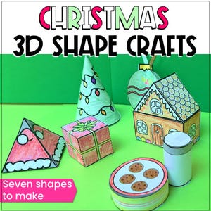 3D Shapes, Christmas Crafts, Ornaments, Nets, Christmas Math, Printable ...