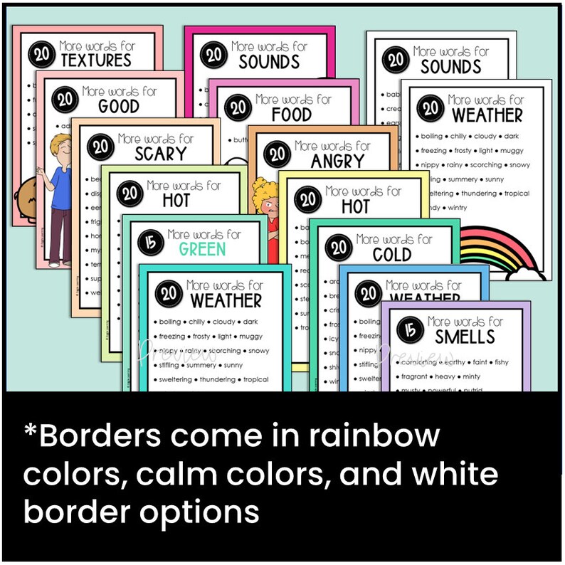 Printable Adjective Posters, Synonyms for Common Topics, Over-used ...