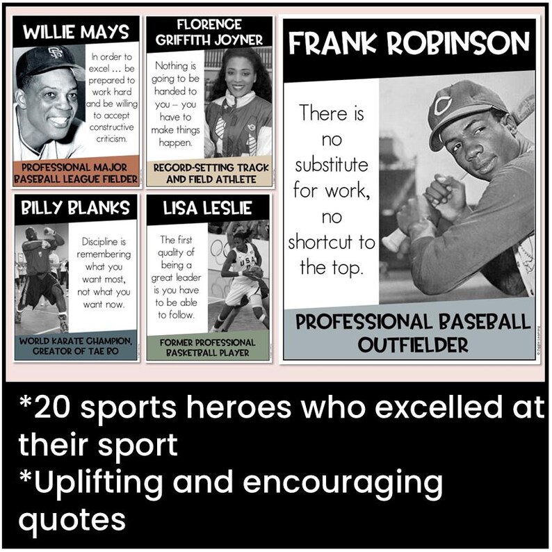 Black History Month Sports Heroes Inspiring Quotes Printable Posters ...