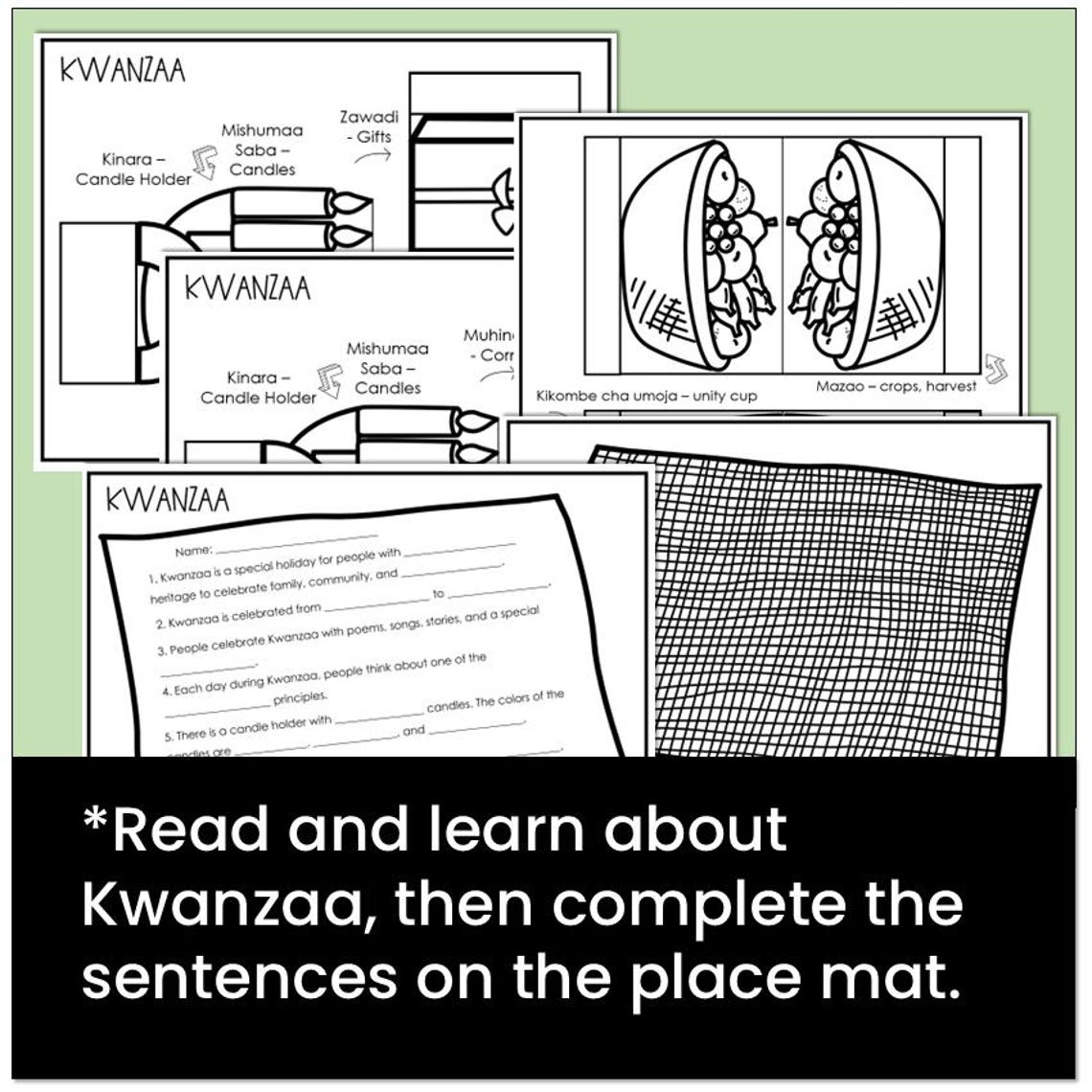 Kwanzaa Reading Crafts Printable Classroom Homeschool Cultural Learning ...