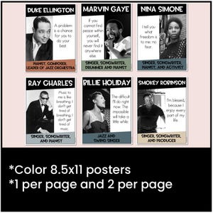 Black History Month Musicians Inspiring Quotes Printable Posters ...