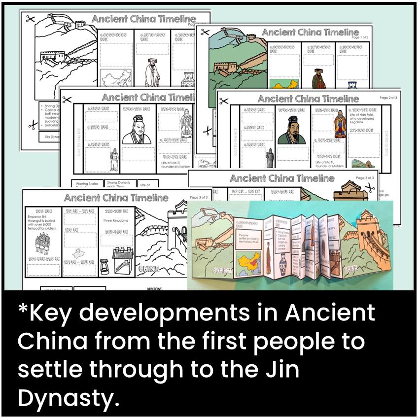 Ancient China Timeline, History Activity, Printable, Social Studies ...