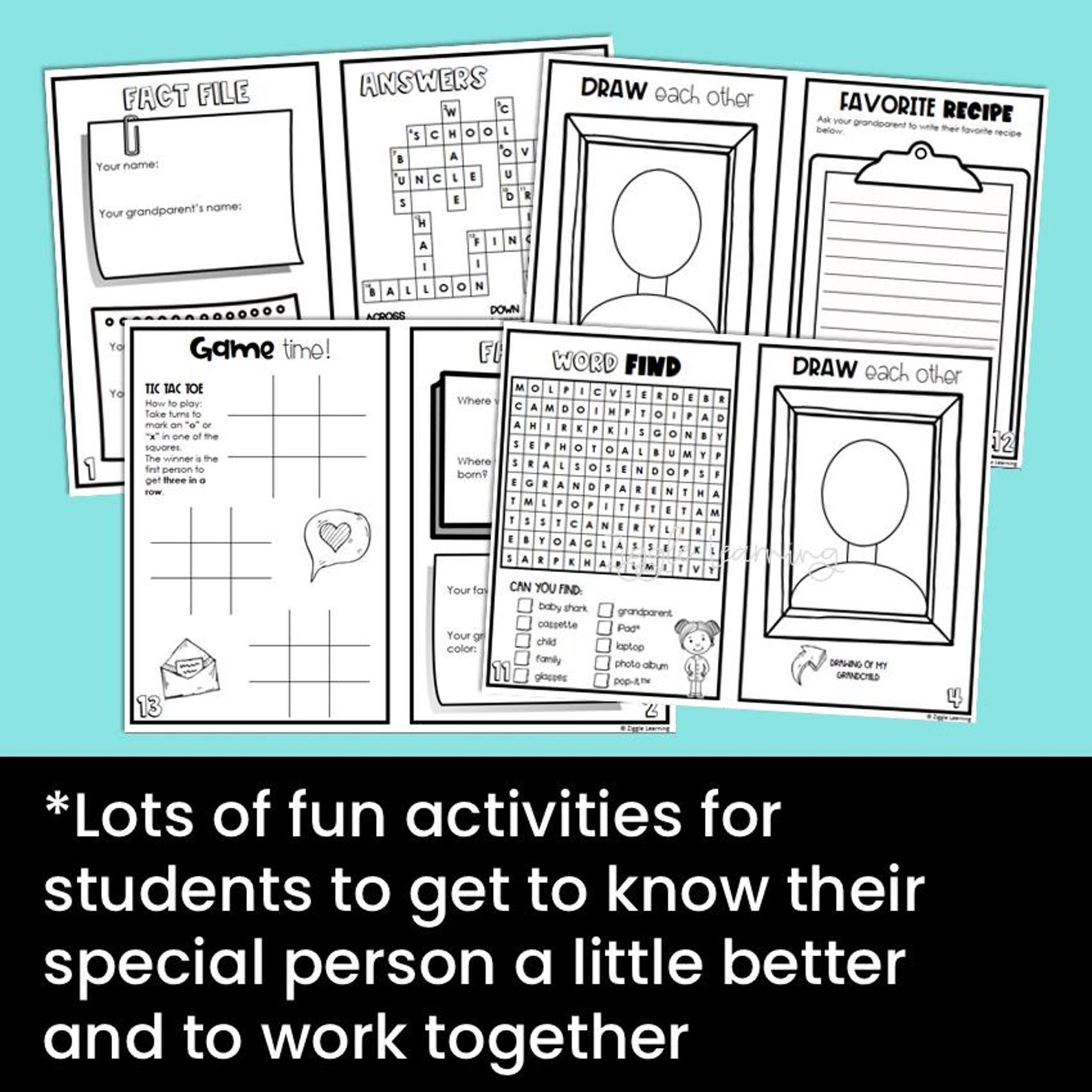 Grandparent's Day Activity Book, Printable Booklet, Classroom, Family ...