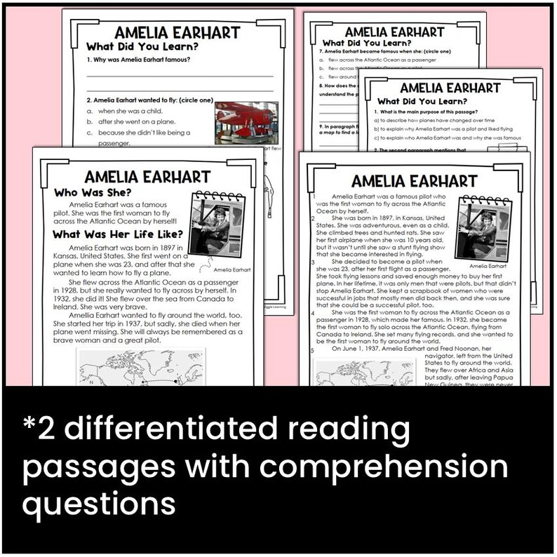 Amelia Earhart Activity Pack, Reading, Craft, Timeline, Graphic ...