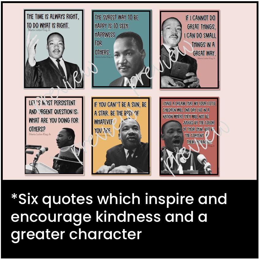 Printable Martin Luther King, Jr. Posters, Inspiring Quotes, Classroom ...