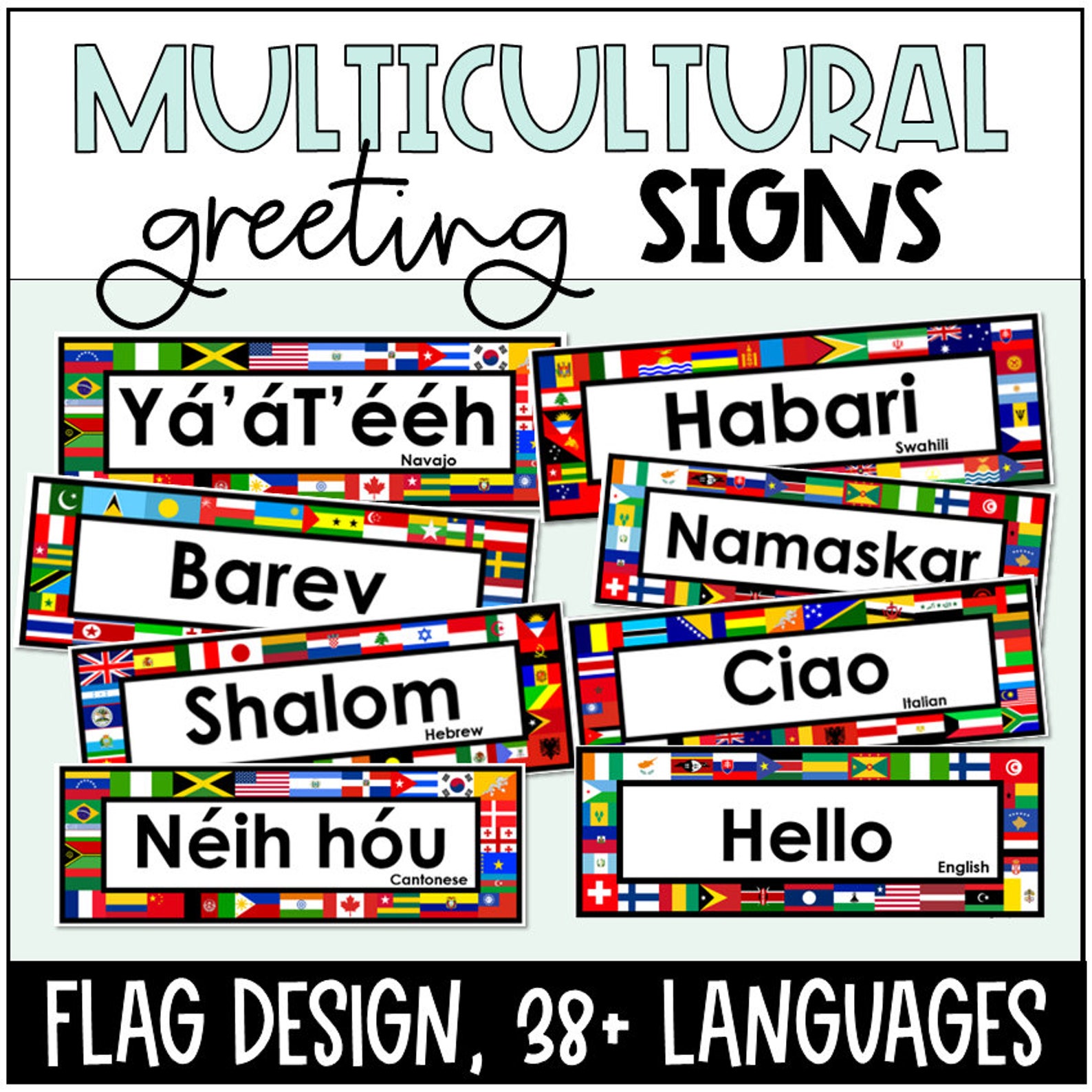 Multicultural Greeting Signs, Classroom Diversity Posters, Hello in ...