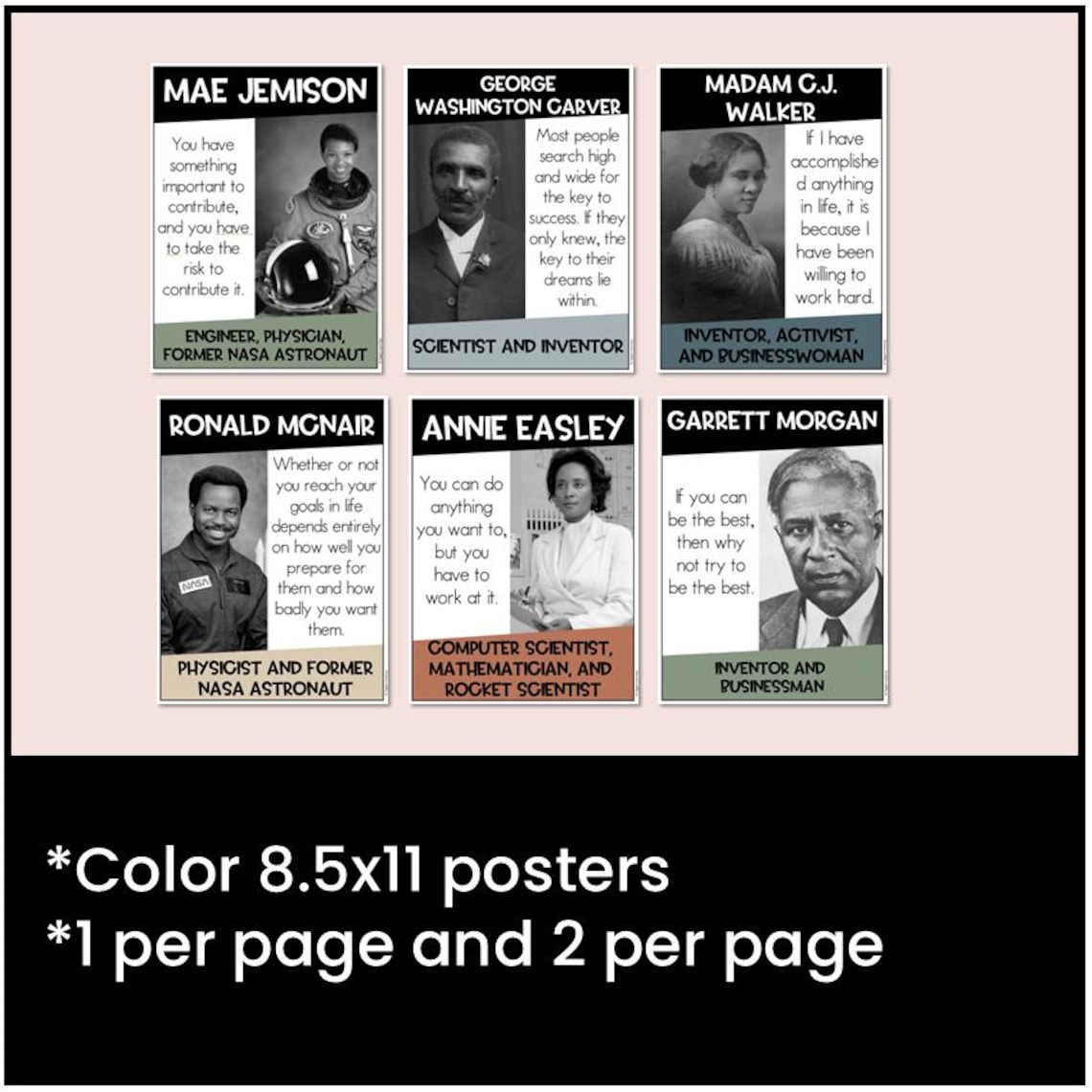 Black History Month STEM Careers Inspiring Quotes Printable Posters ...