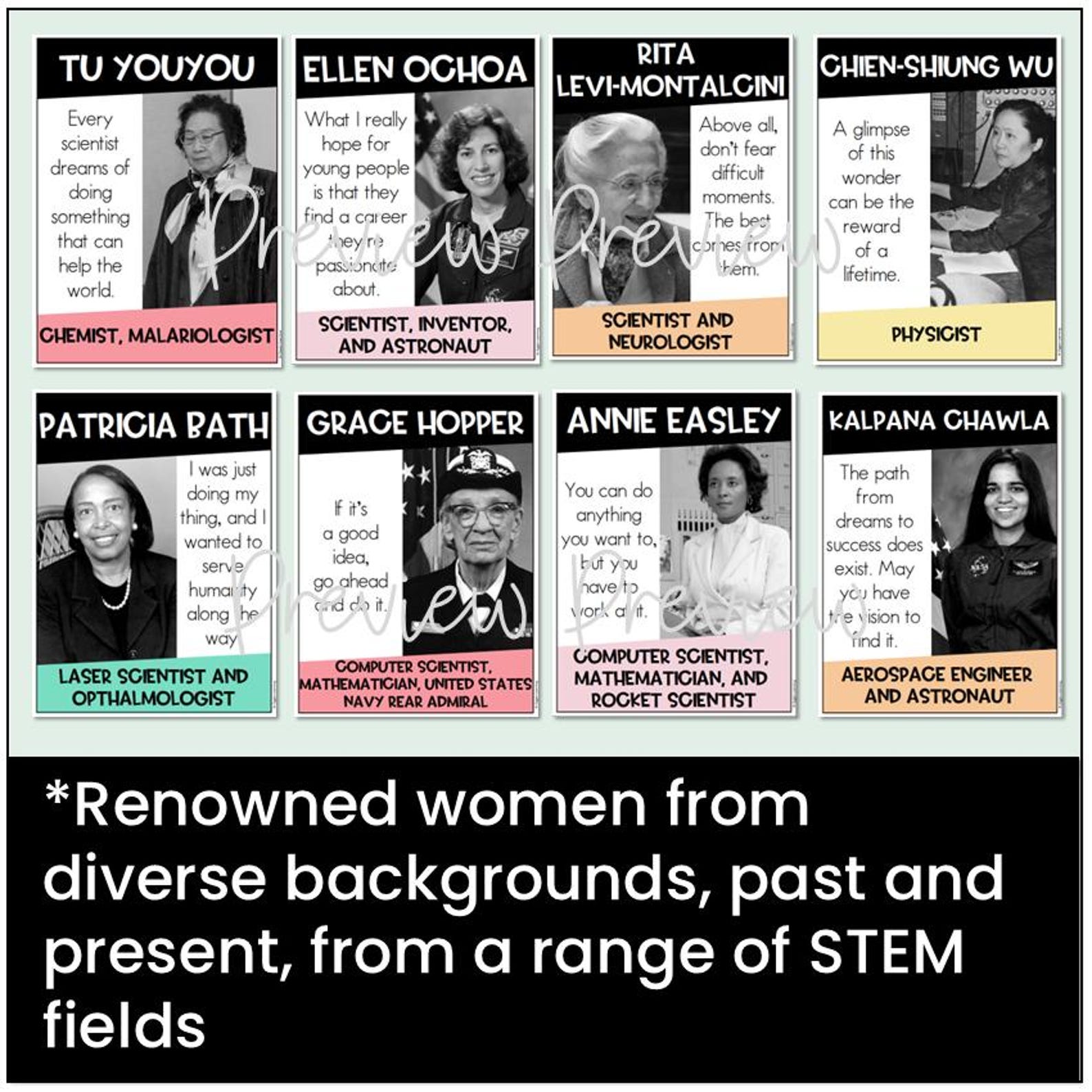 Women's History Month STEM Careers Mathematicians Scientists Engineers ...