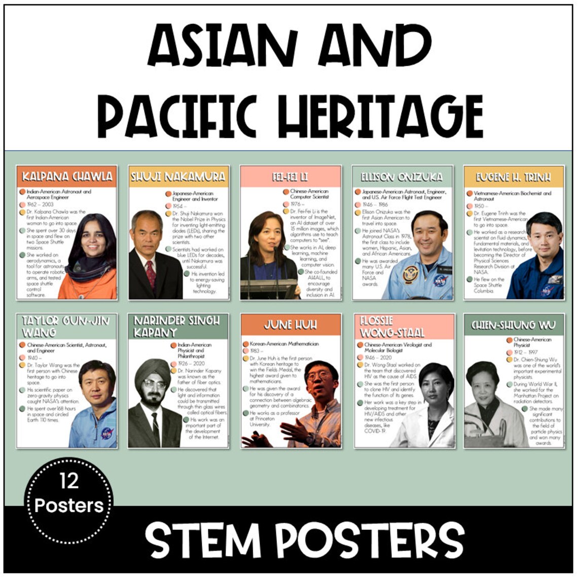 Asian American Pacific Islander Heritage Month STEM Posters, Scientists ...