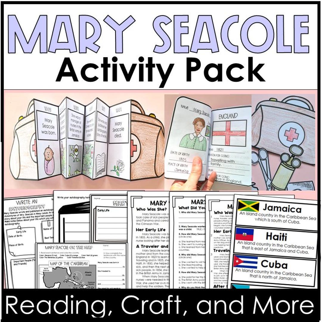 Mary Seacole Activity Pack Reading Passage Craft Foldable Timeline ...