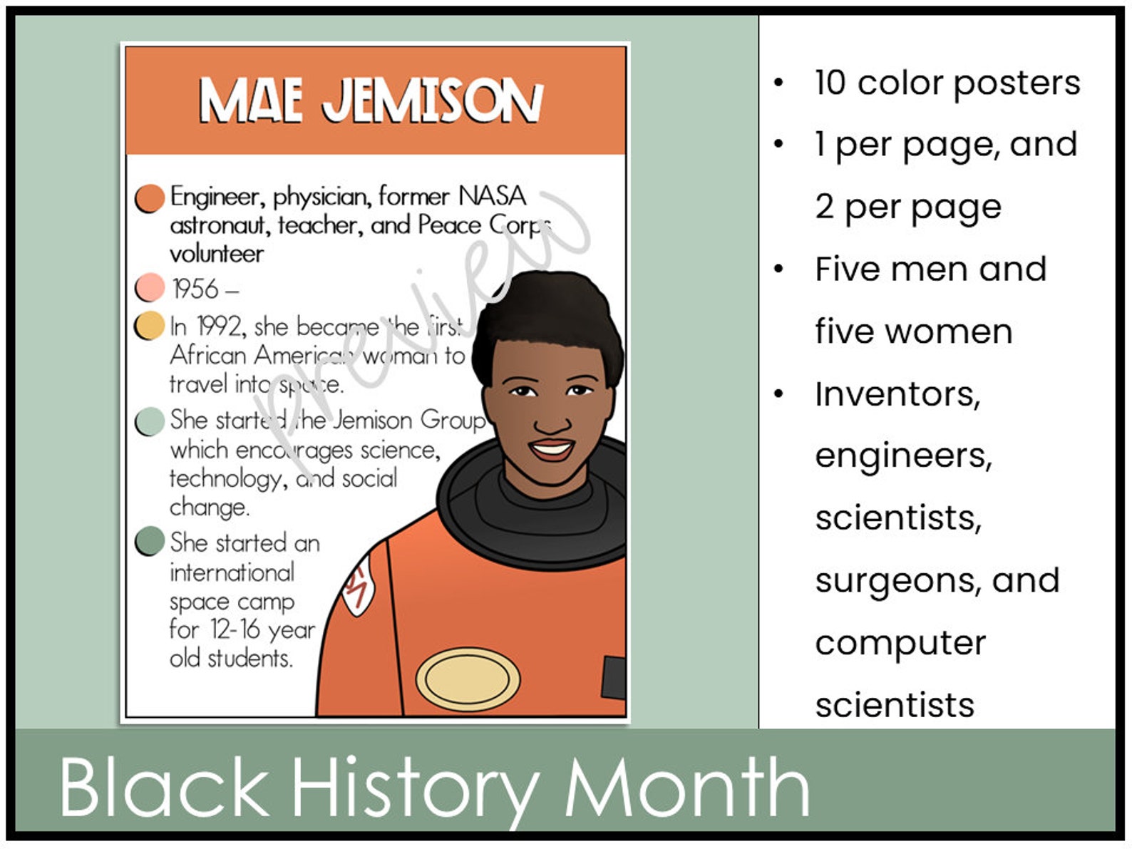 Printable Black History Month Posters, African Americans STEM Careers ...