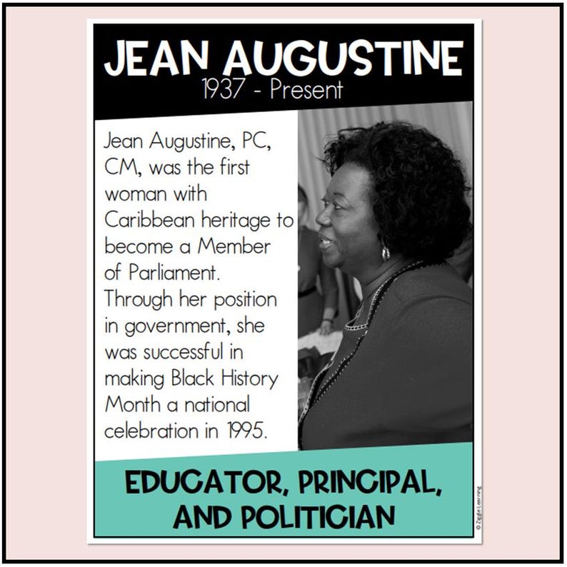 Black History Month Canada Notable Canadians Printable Posters Famous ...