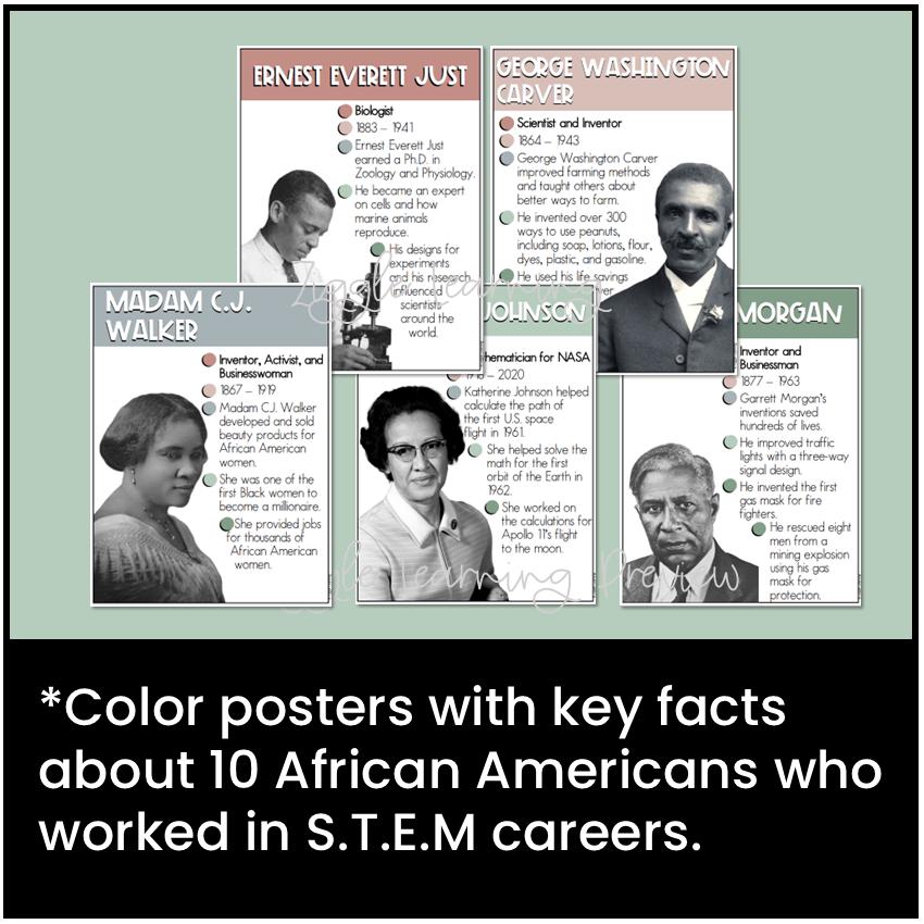 Black History Month STEM Careers Posters Printable Scientists ...