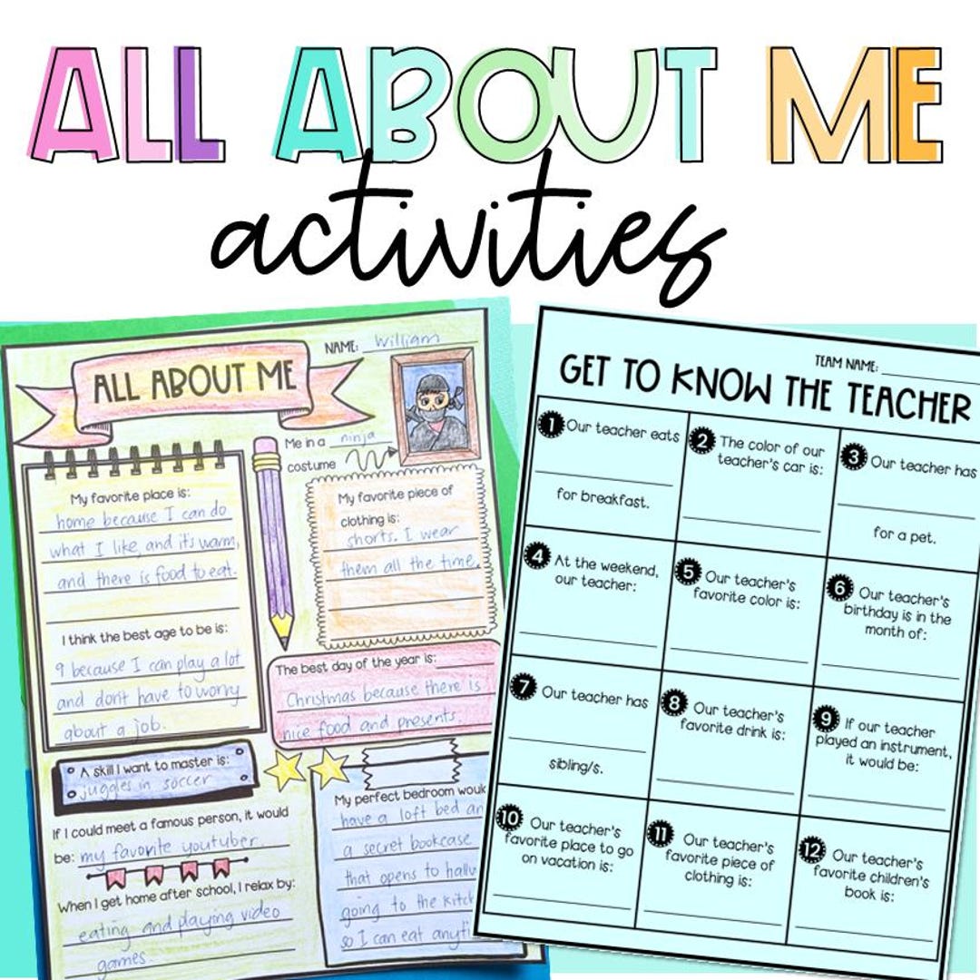 Back to School All About Me, Getting to Know You Activities Classroom ...