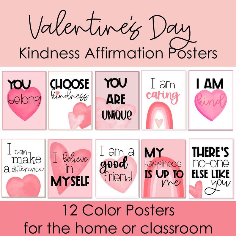 Valentine's Day Posters, Kindness, Affirmation Posters, Printable ...