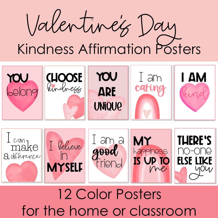 Valentine's Day Posters, Kindness, Affirmation Posters, Printable ...
