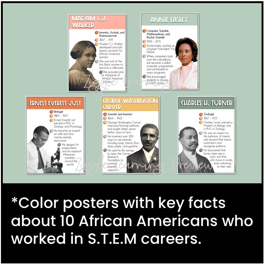 Black History Month STEM Careers Posters Printable Scientists ...