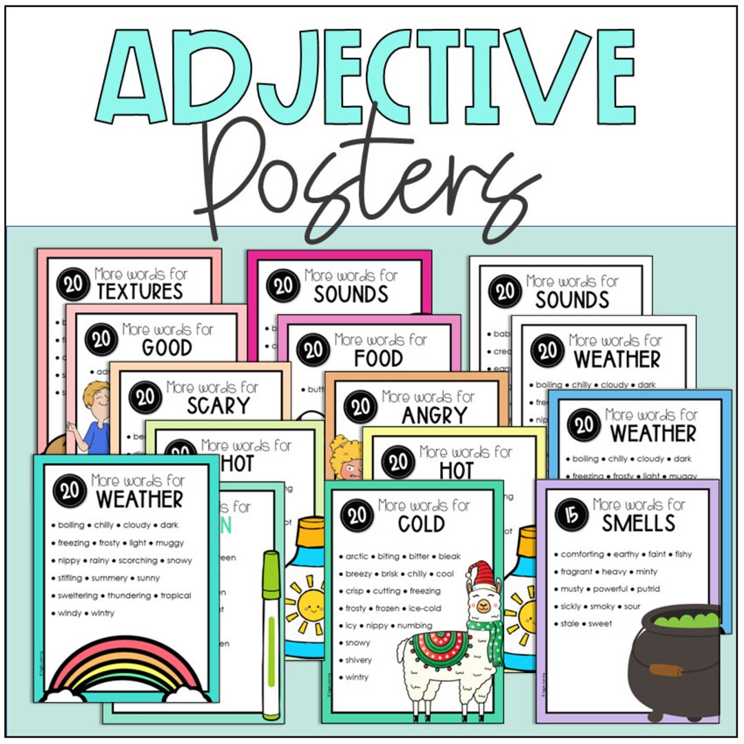Printable Adjective Posters, Synonyms for Common Topics, Over-used ...