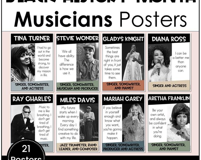 Black History Month Musicians Inspiring Quotes Printable Posters ...