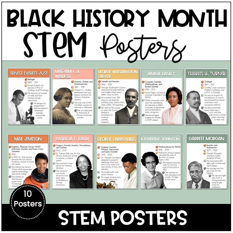 Black History Month STEM Careers Posters Printable Scientists ...