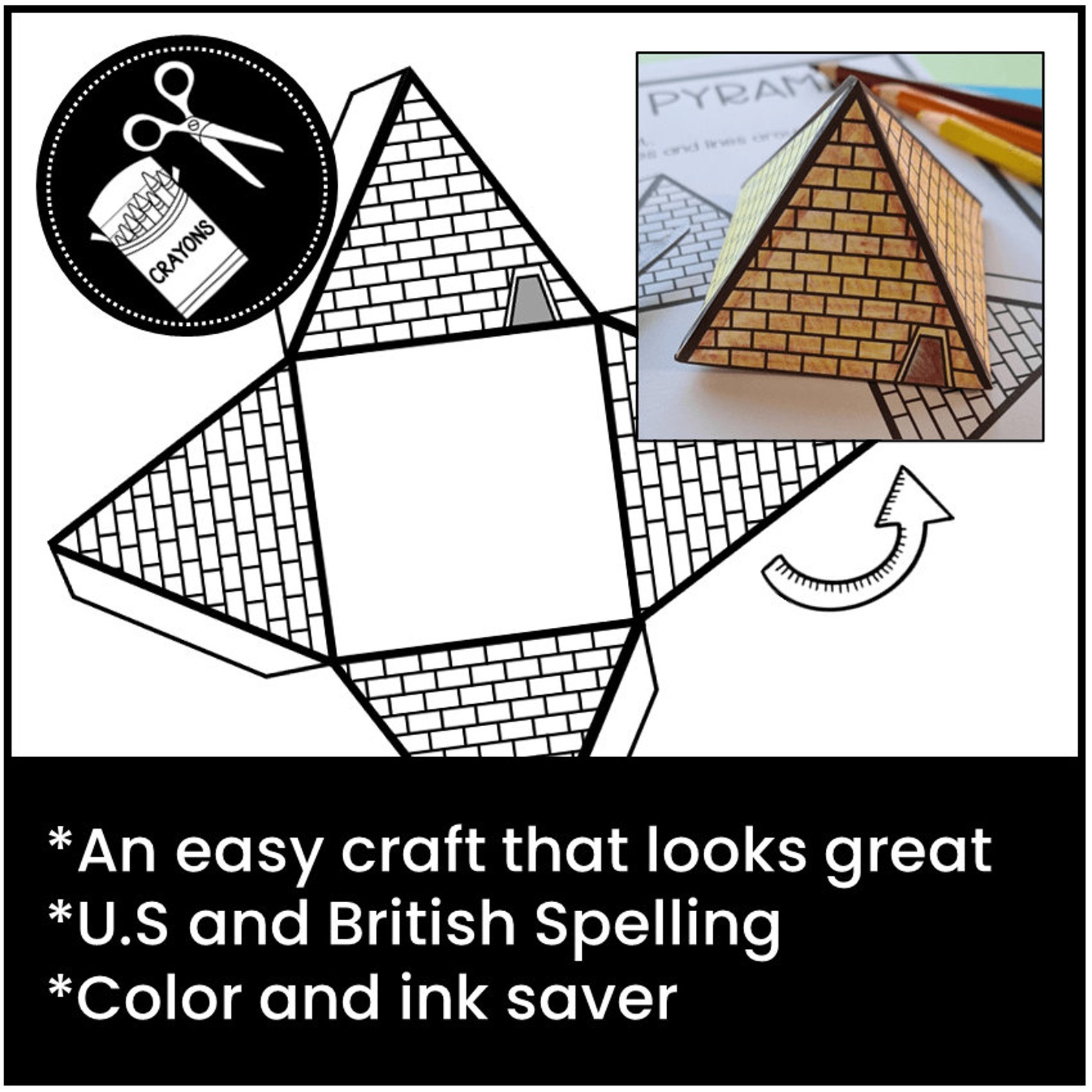 Printable 3D Pyramid Craft, Ancient Egypt Pyramid, Classroom Activity ...