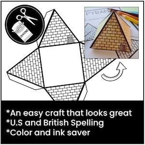 Printable 3D Pyramid Craft, Ancient Egypt Pyramid, Classroom Activity ...