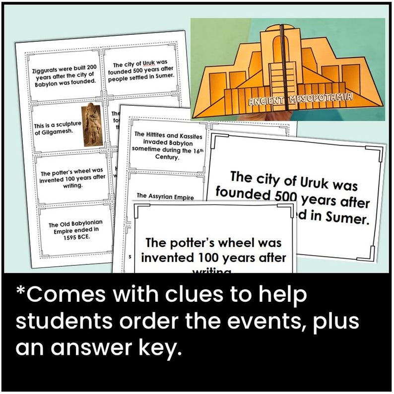 Ancient Mesopotamia Timeline, History Activity, Printable, Social ...