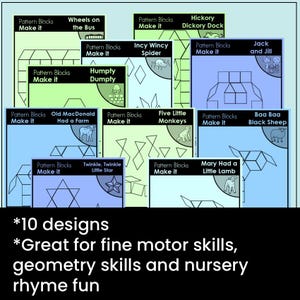 Printable Math Nursery Rhymes Pattern Block Mats, Task Cards, Design ...