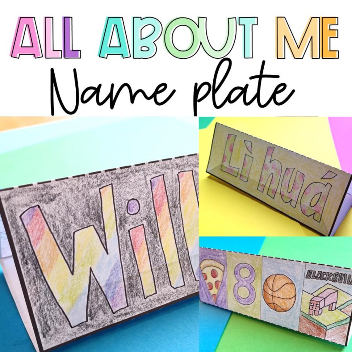 Back to School All About Me 3D Name Plate Editable Printable Classroom ...